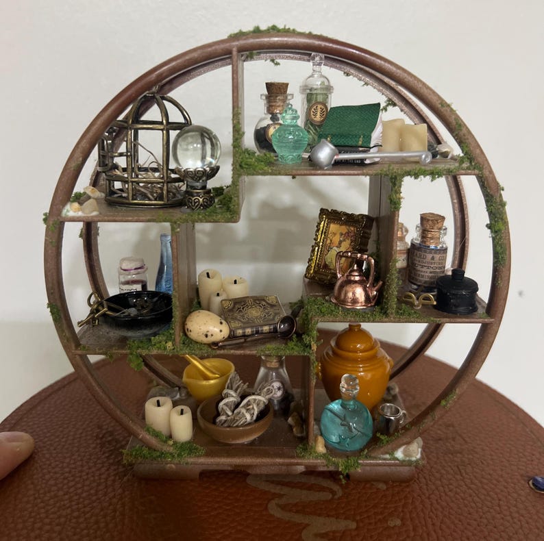 Miniature 1:12 Scale Witch Bookshelf - Round Mini Shelf Witch/wizard ...