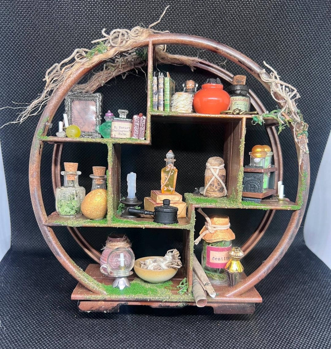 Miniature 1:12 Scale Witch Bookshelf Round Mini Shelf Witch/wizard ...