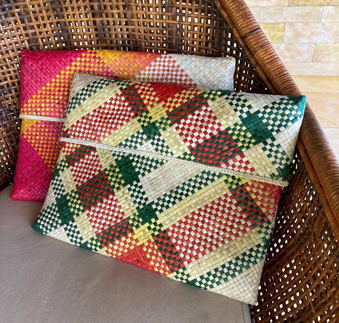 Handwoven Clutch, 100% Natural Pandan Leaf, Three Color Geometric ...