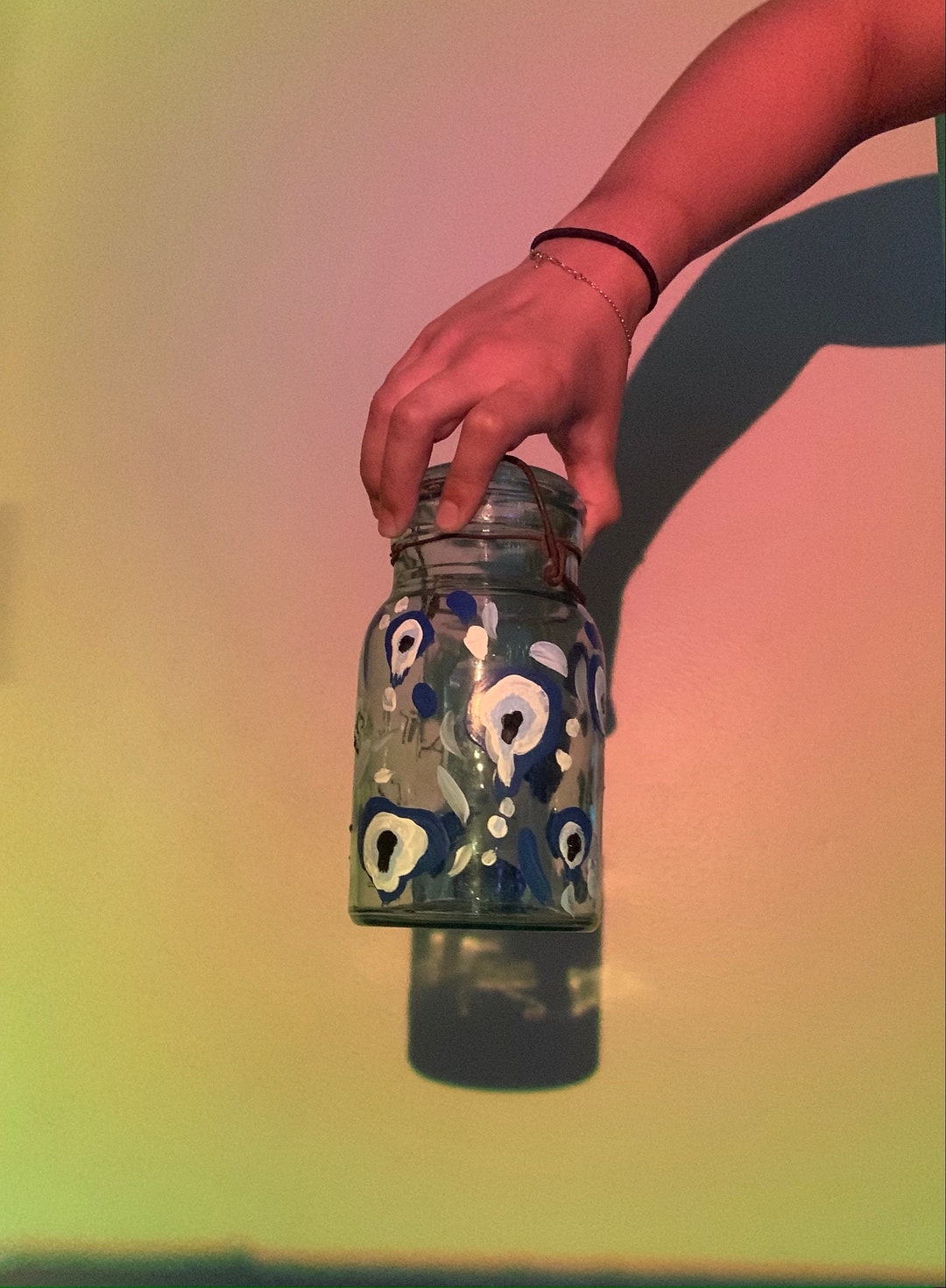 Evil Eye Hand-painted Mason Jar Decor - Etsy