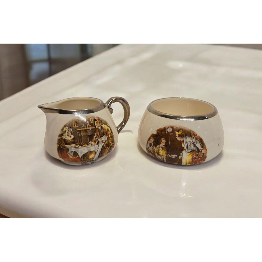 Vintage 1940's Lancaster Sandland Dickens Bone China Cream & Sugar Set ...