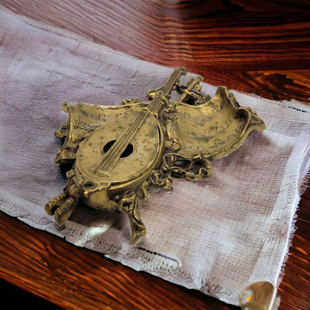 Antique Circa 1900 Brass Mandolin Violin Sheet Music Ink Well - Etsy