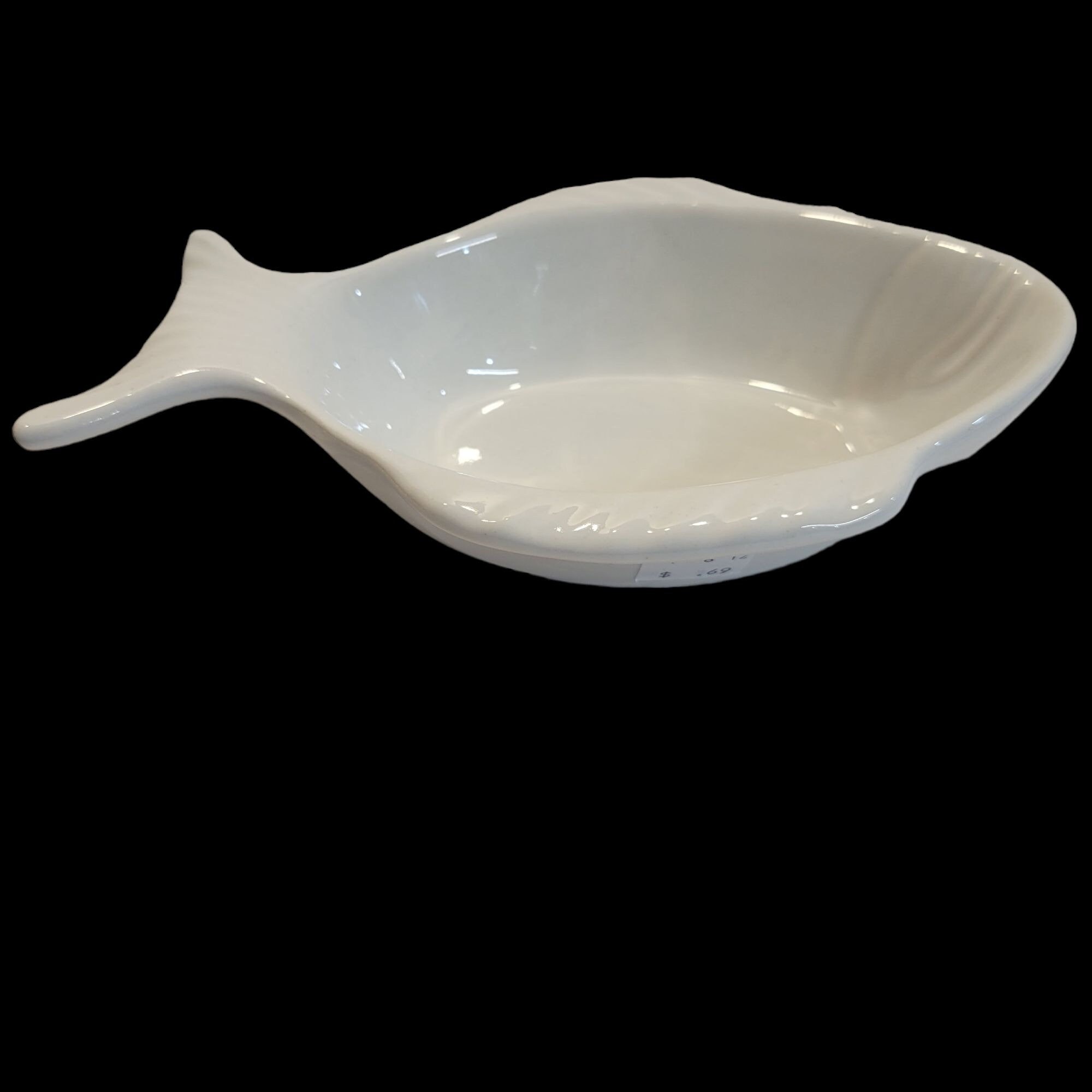 Vintage Ceramic White Fish Bowl Dish California Pottery USA Snacks ...