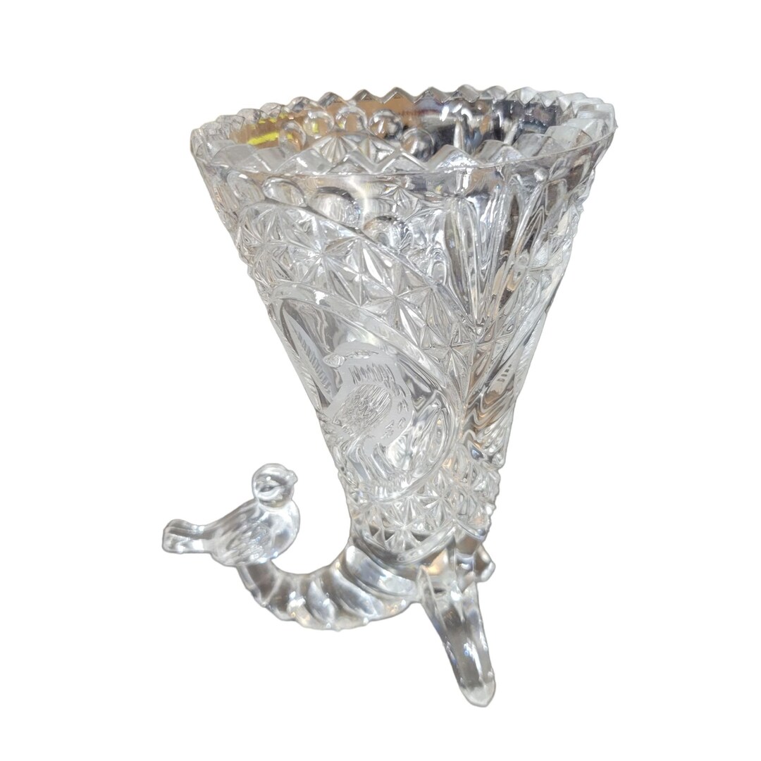 Vintage Lead Crystal Cornucopia Flower Vase Hofbauer the Byrdes ...