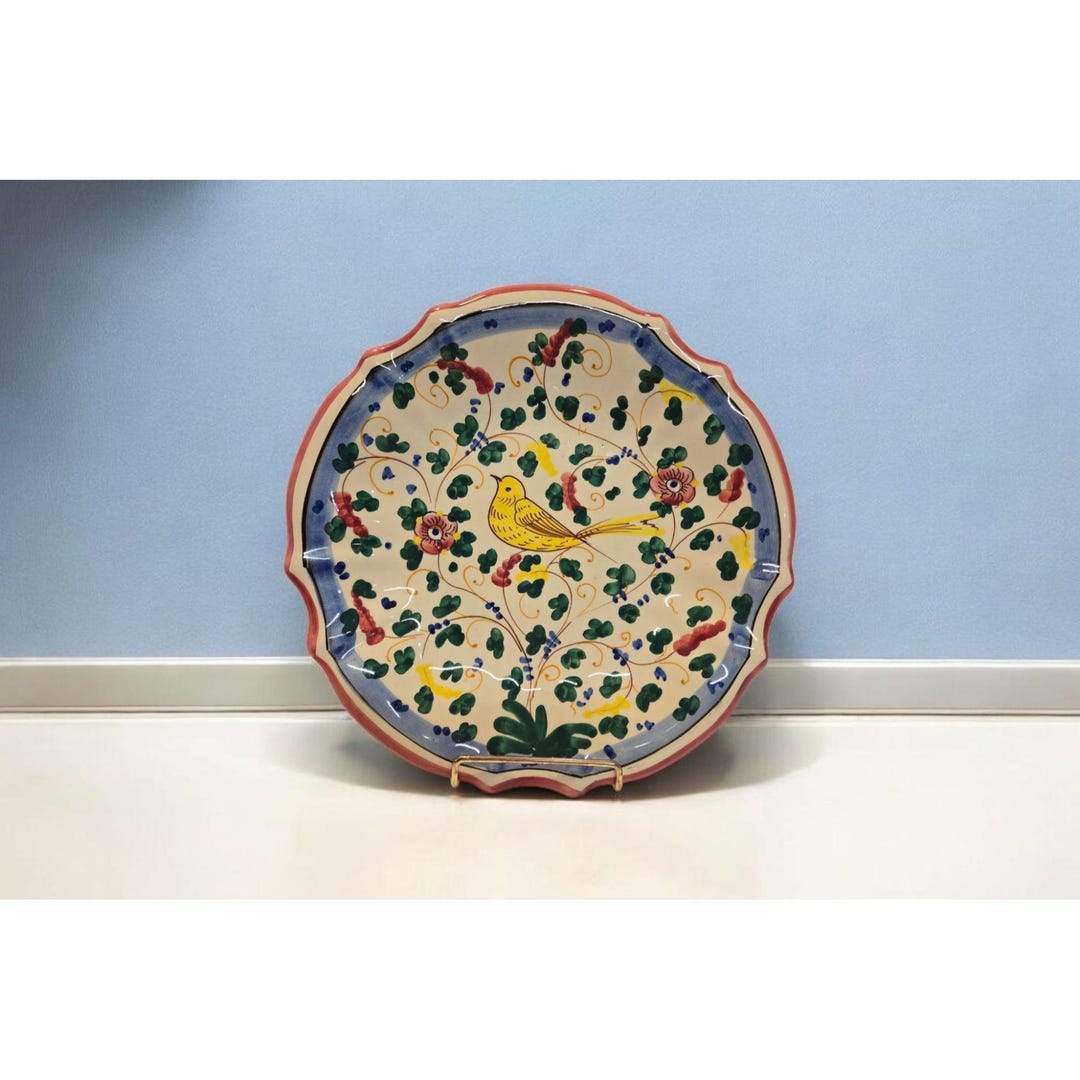 Vintage Italian Deruta Ceramic Hand Painted 11"plate Floral & Bird ...