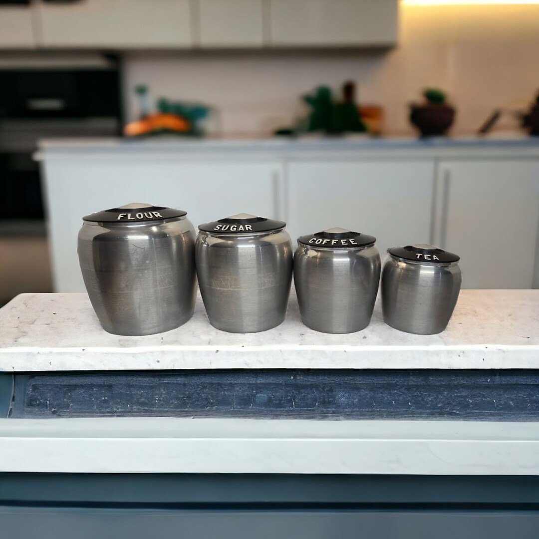 Vintage Kromex Aluminum Canister Set of 4 Flour, Sugar, Coffee & Tea - Etsy