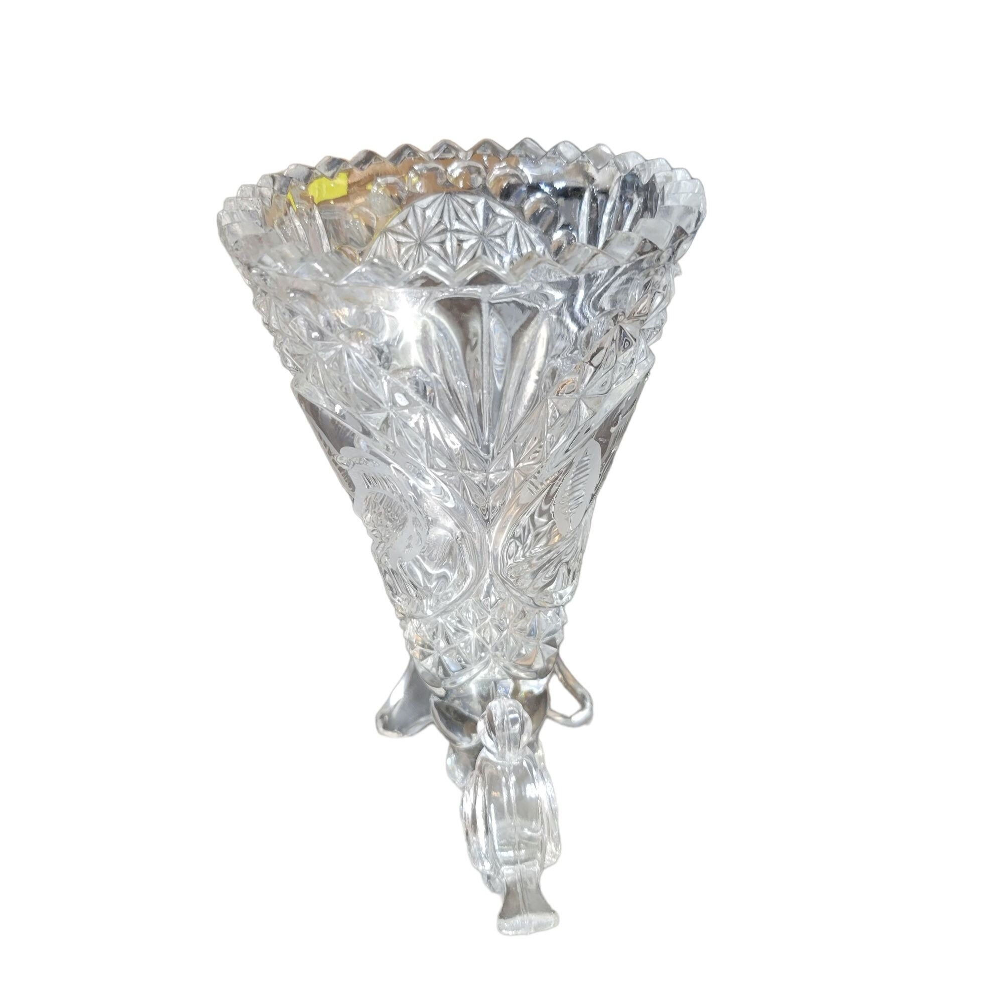 Vintage Lead Crystal Cornucopia Flower Vase Hofbauer the Byrdes ...