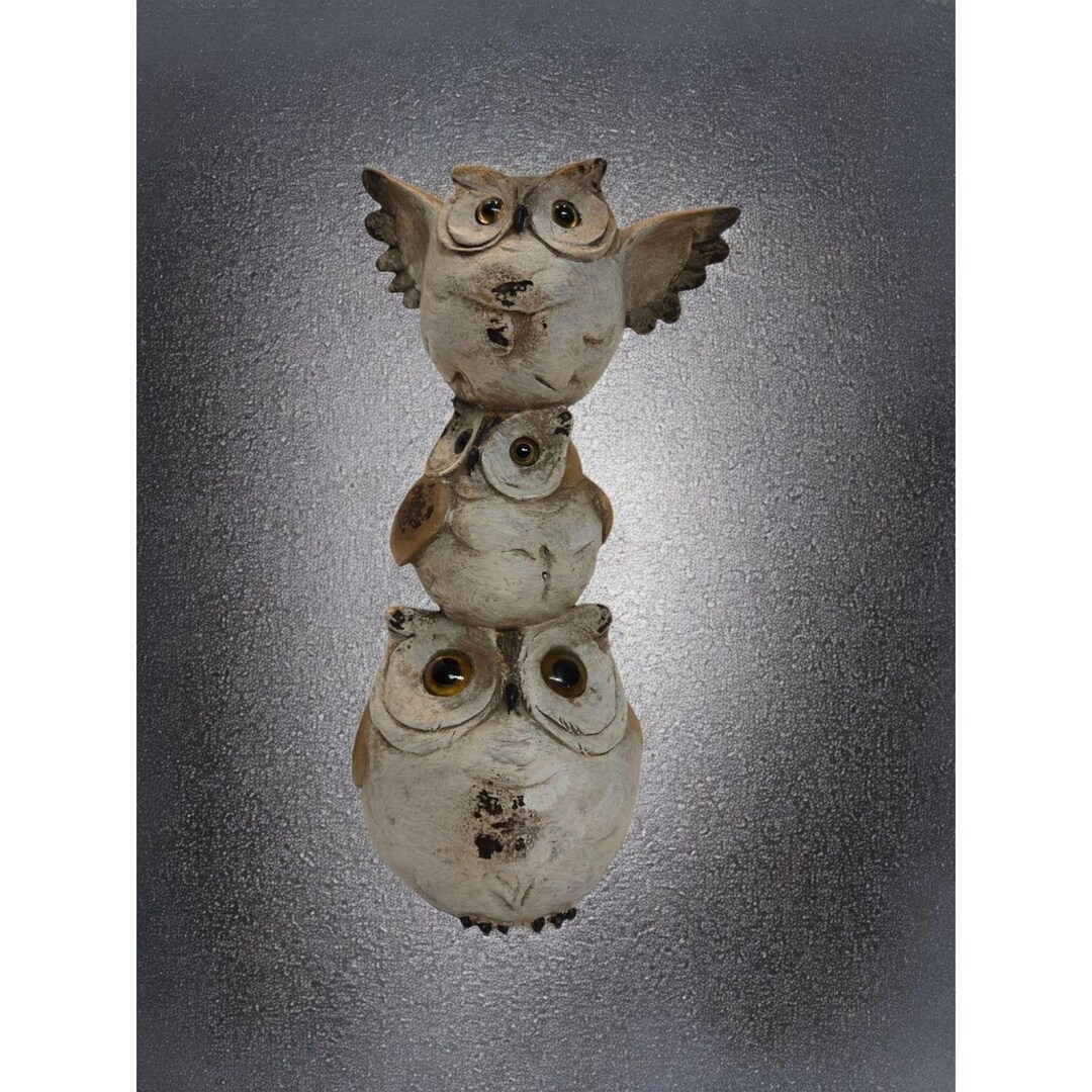 Vintage Ganz Hooters Triple Owl Figurine Brown & Ivory Home Tabletop ...