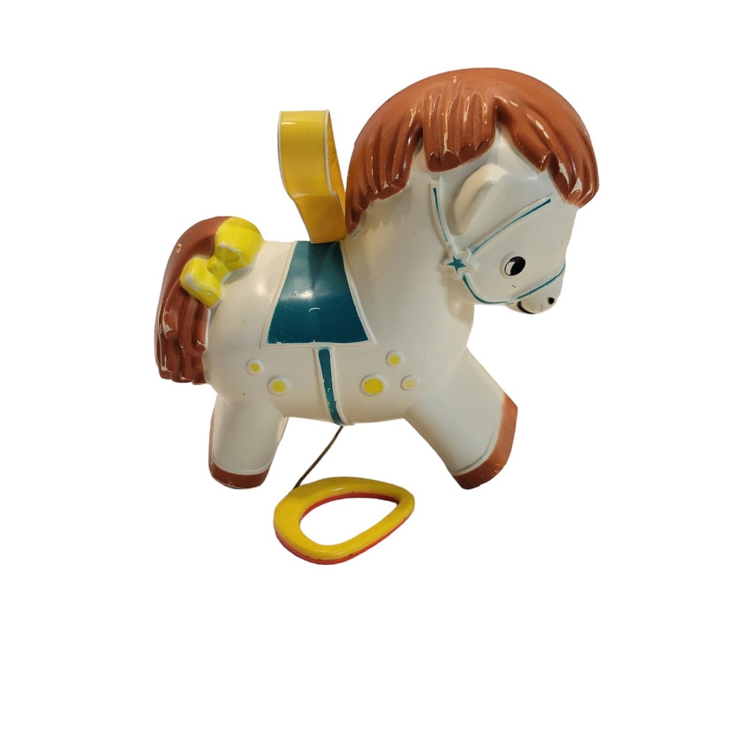 Vintage 1968 Fisher Price Musical Pull String Pony Mobile Tested Cradle ...