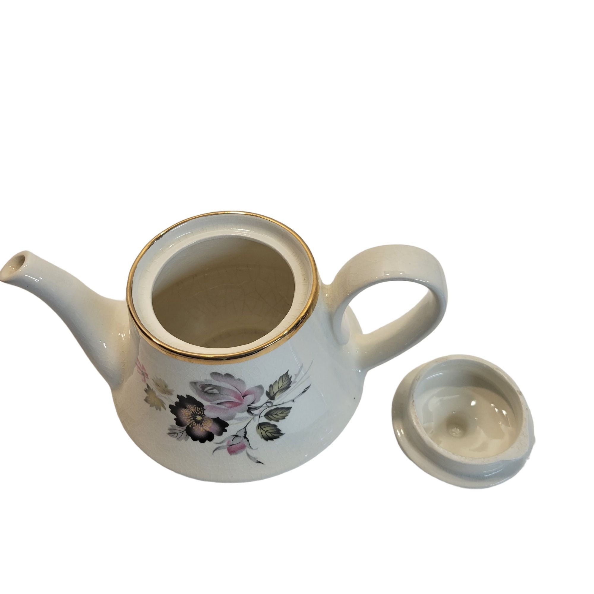Vintage Arthur Wood Sandon Porcelain Teapot Floral Decor Gold Rimmed ...