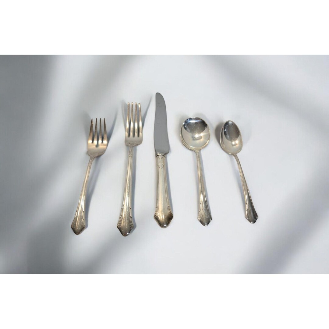 Vintage 1930 5 Piece Gorham Lady Caroline Silverplate Place Setting ...