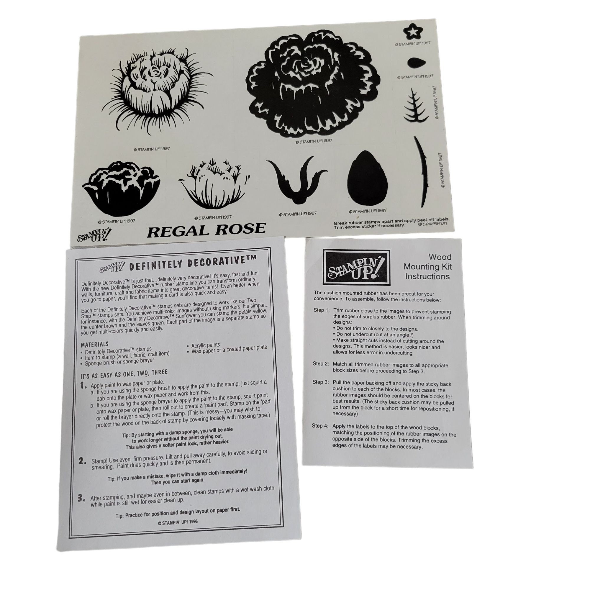 Vintage 1997 Stampin' Up! "regal Rose" Stamp Set NOS Never Used - Etsy