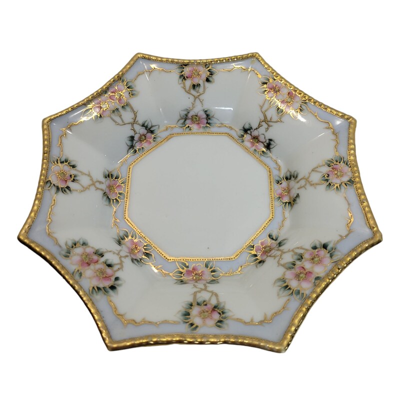 Vintage Hand Painted Ceramic Rose Pattern Nippon Candy Nut Dish Gold ...