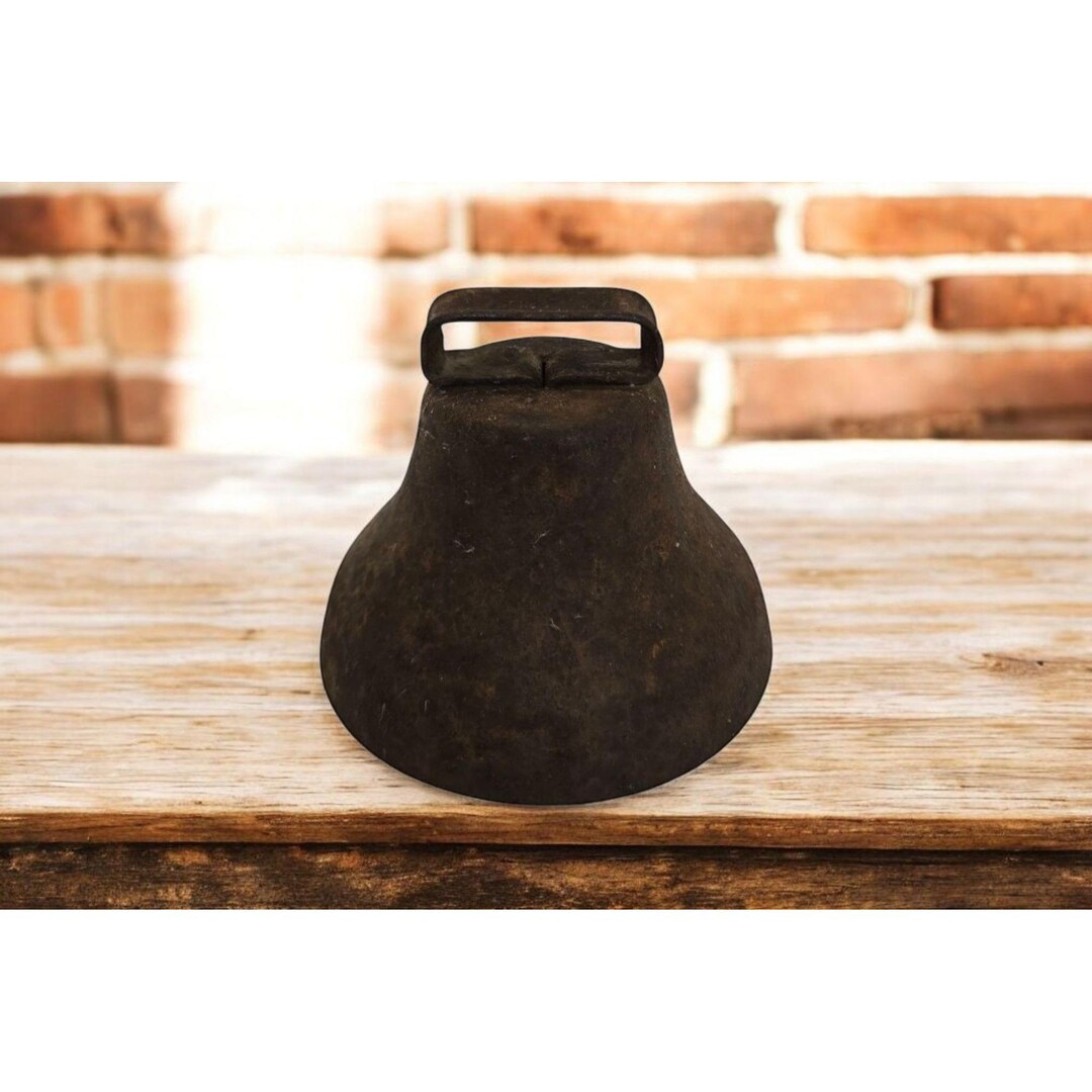 Antique Late 1800's Small Cast Iron Cow Bell 3" High Farmhouse Decor ...