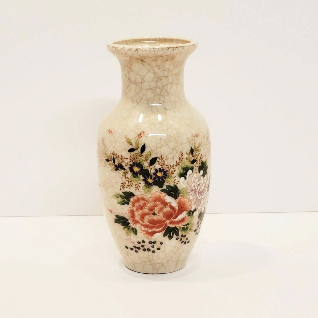 Vintage Japanese MCM Porcelain 6" Vase Otagiri Mercantile Co Floral ...