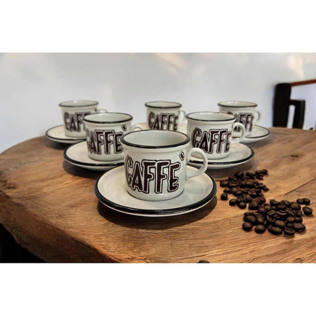 Set of 6 Cipa Porcellana Cafe' Expresso Coffee Cups & Saucers Italian ...
