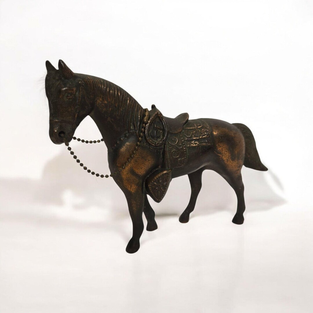 Vintage 1950's Copper Plated Horse Figurine Statue Hollow Carnival ...
