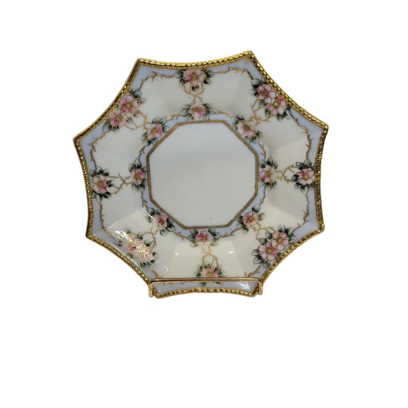 Vintage Hand Painted Ceramic Rose Pattern Nippon Candy Nut Dish Gold ...