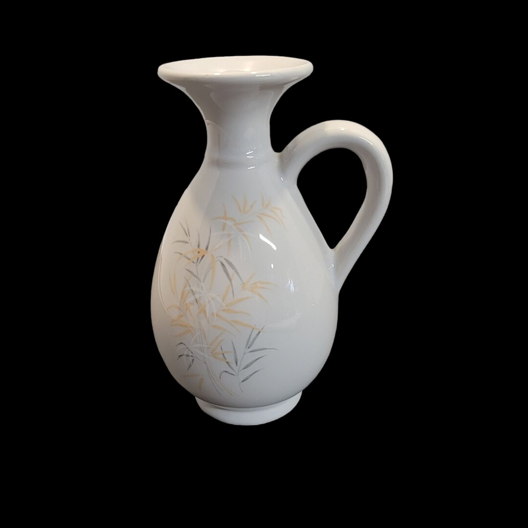 Vintage Marisa Italy Ceramic Hand Painted Vase Handle Pottery Flowers ...