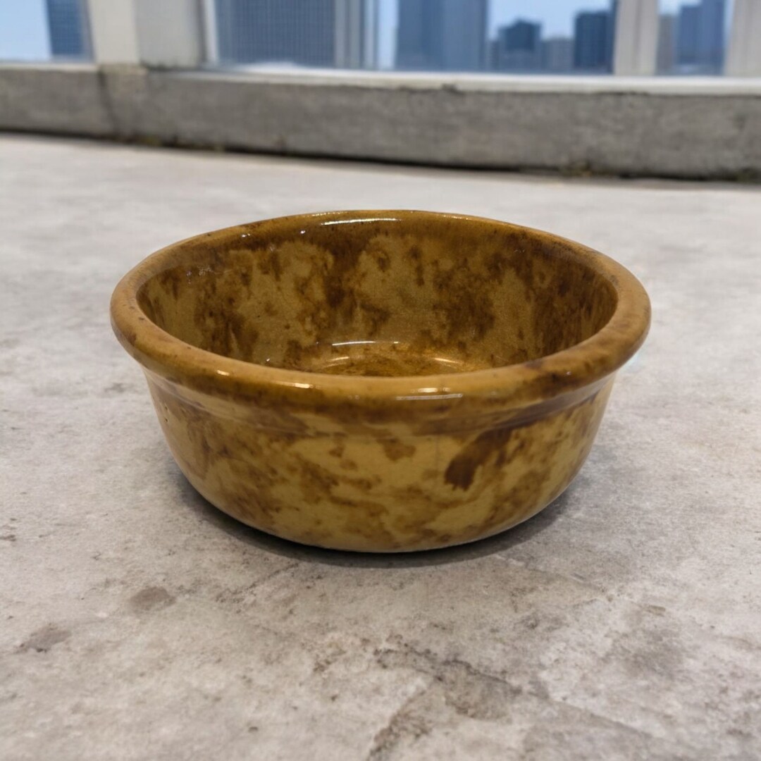 Vintage Spongeware Yellow Spatter Bowl Crock 5" Serving Dish - Etsy