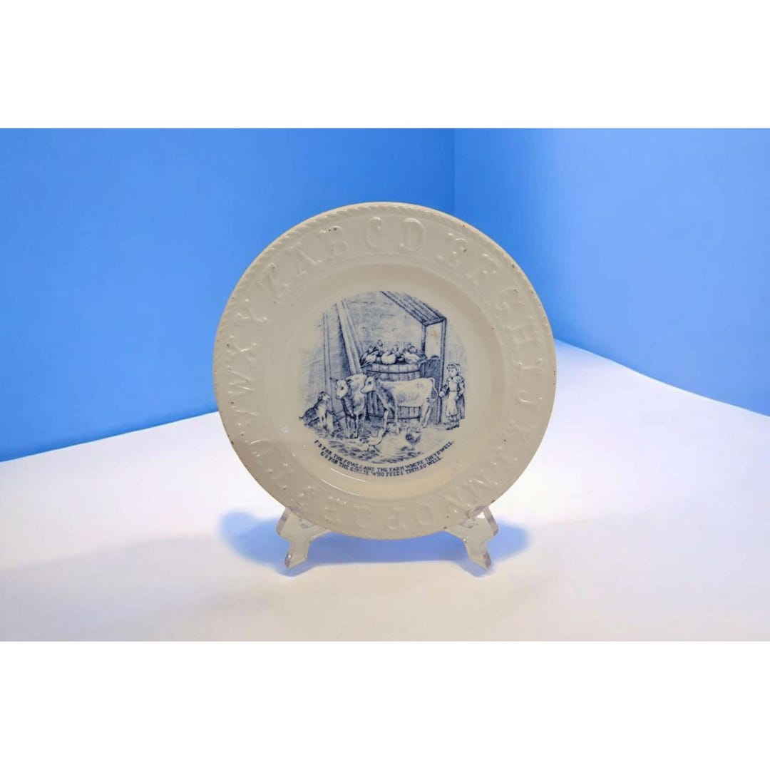 Antique F & G Farm Girl English Staffordshire Child's ABC Alphabet ...