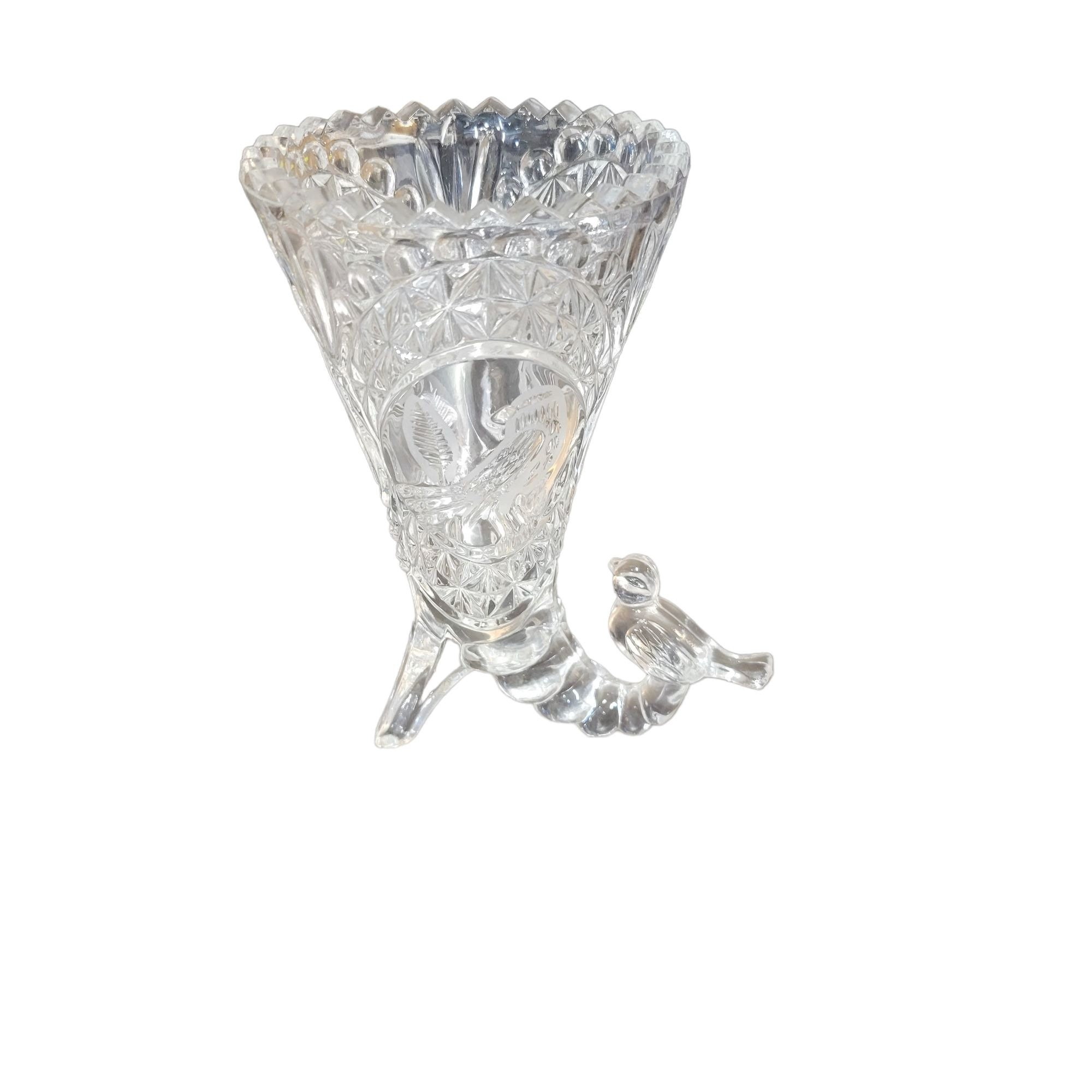 Vintage Lead Crystal Cornucopia Flower Vase Hofbauer the Byrdes ...
