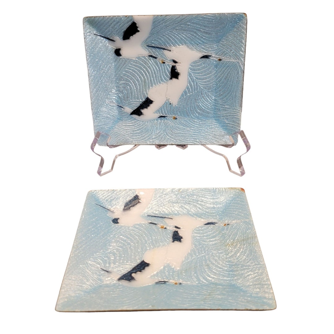 Vintage Japanese Pair Ginbari Cloisonne Enamel Shippo Flying Phoenix ...