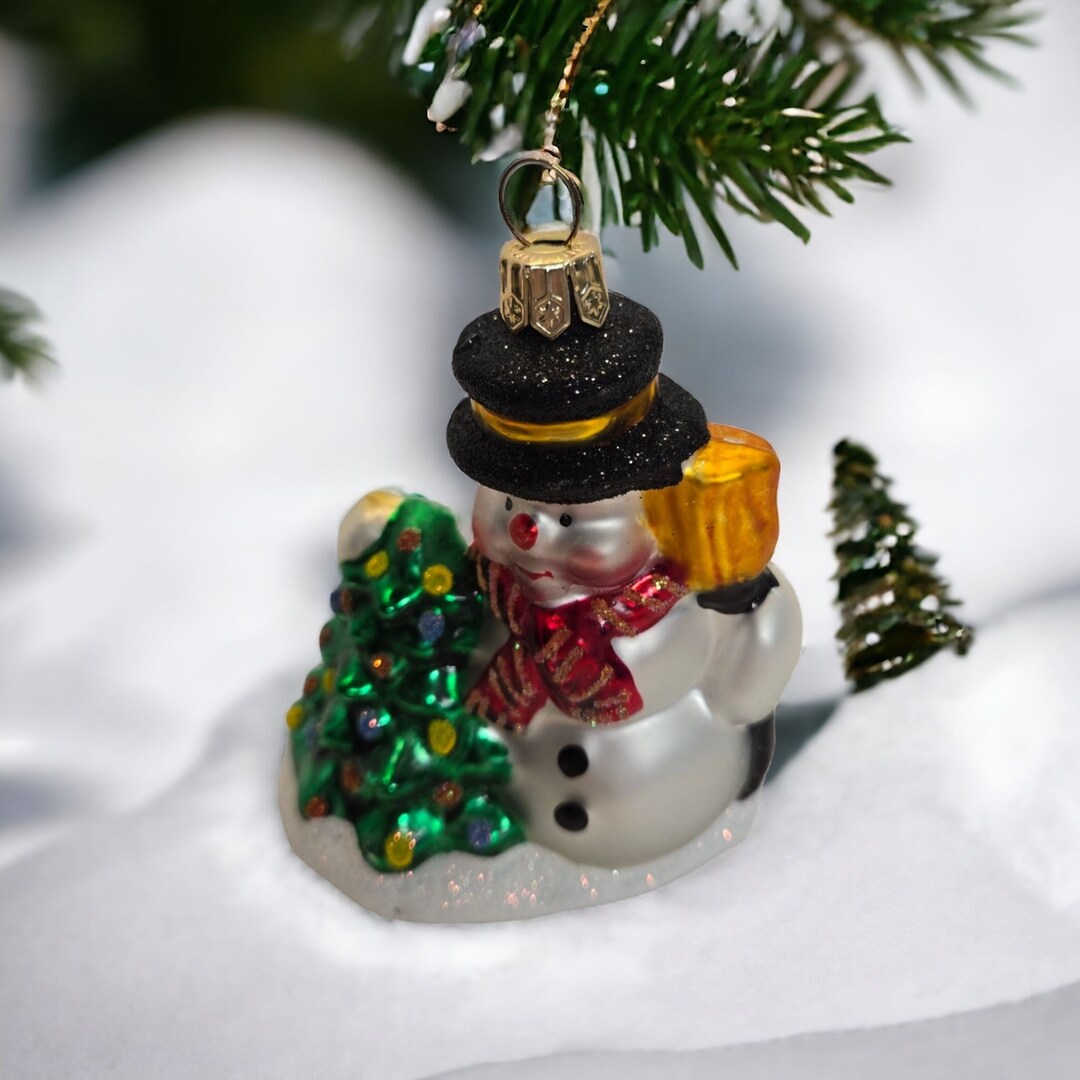 Vintage Impuls Mouth Blown Glass Snowman Christmas Ornament Hand ...