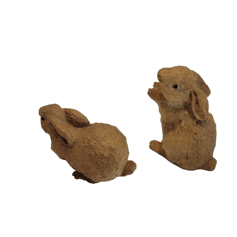 Vintage Pair of 2 Miniature Ceramic Bunnies Rabbits Figurines Animals ...