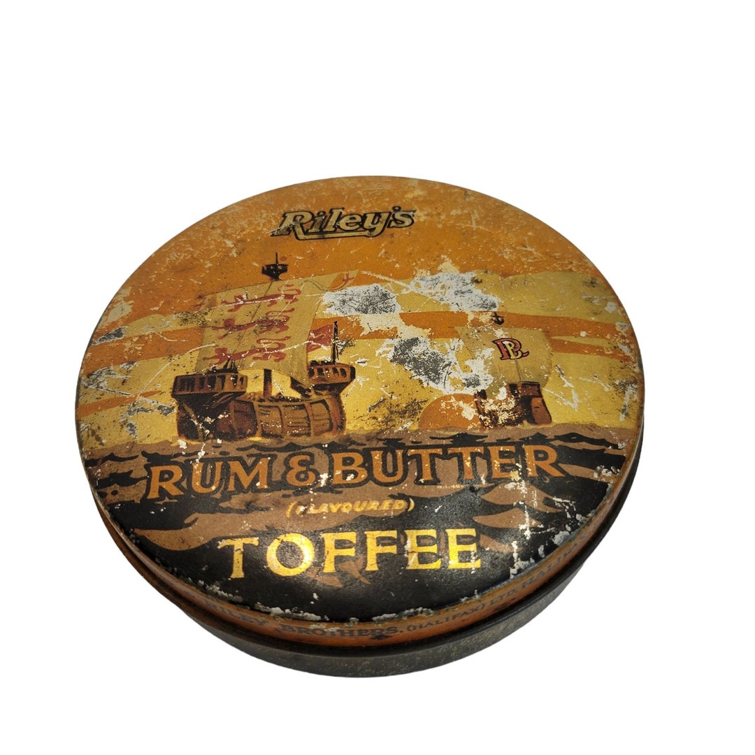 Vintage Rileys Rum & Butter Toffee Tin Riley Bros Halifax England Candy ...