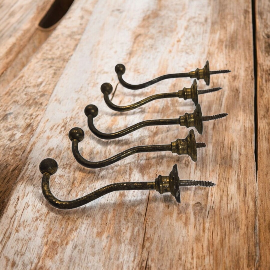 Set of 5 Antique Iron Hat Coat Tree Hooks 3 3/4" Length Home Decor - Etsy
