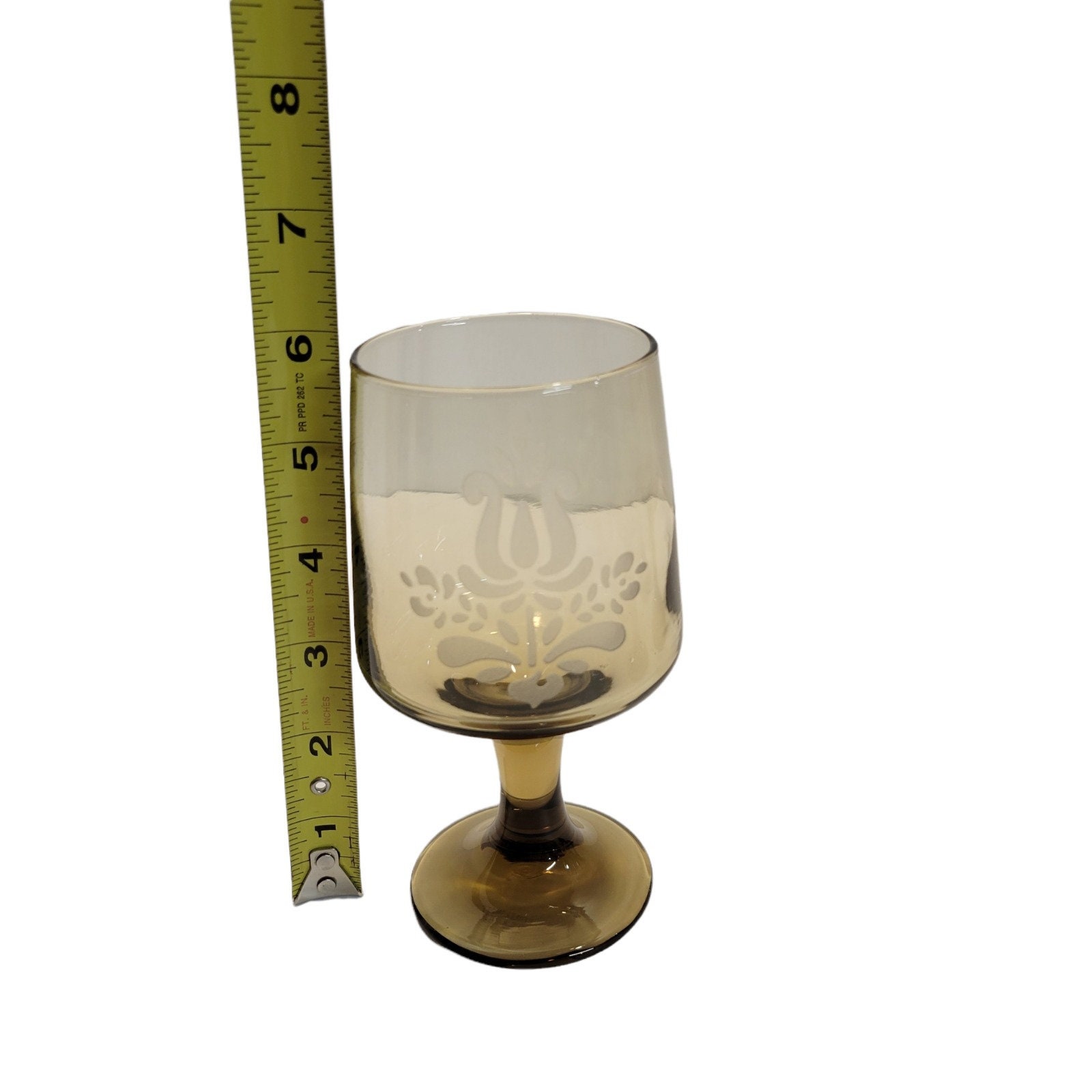Vintage Amber Pfaltzgraff Village Made in USA 10 Oz Glassware Goblet ...