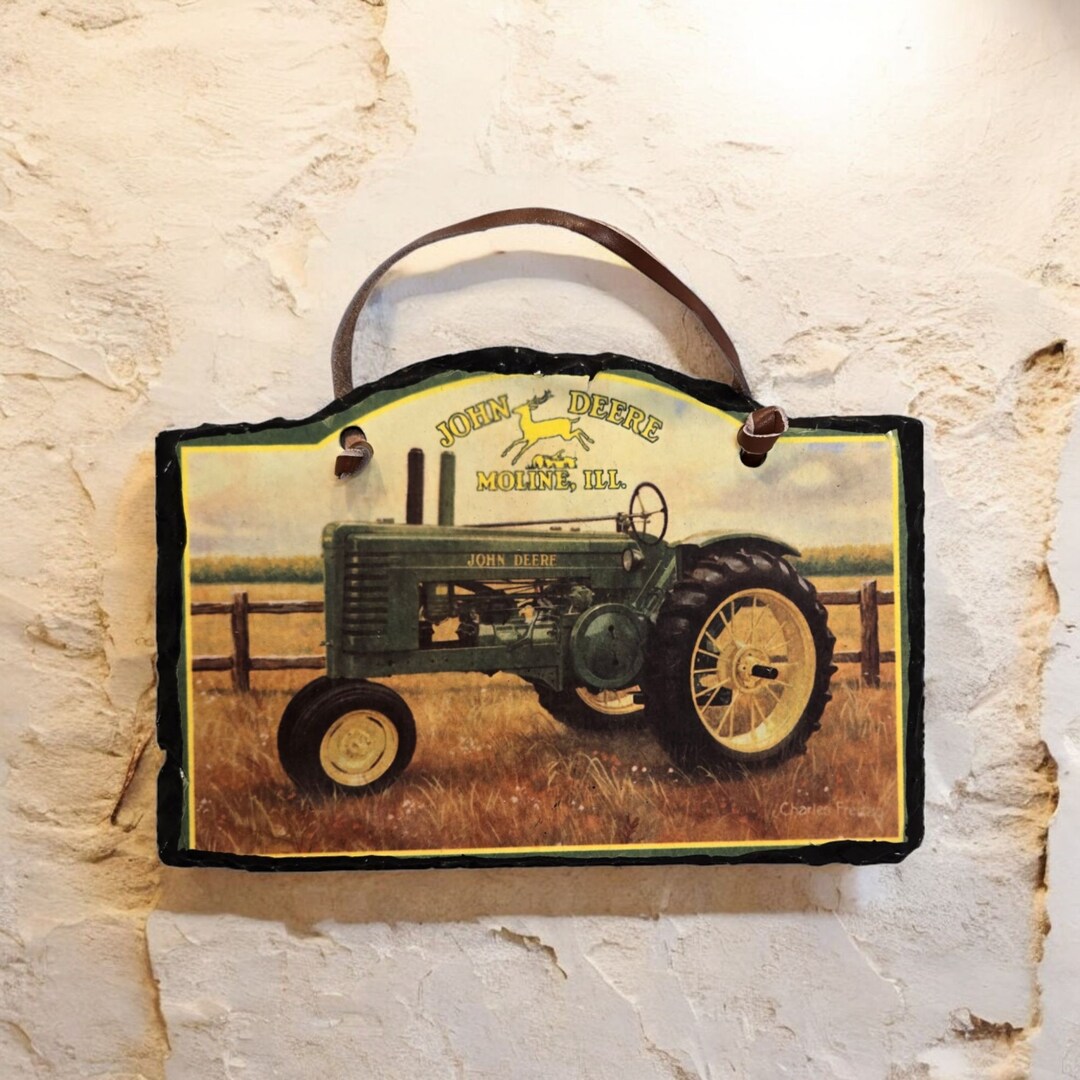 Vintage John Deere Tractor Wall Hanging Slate Sign Home Decor - Etsy