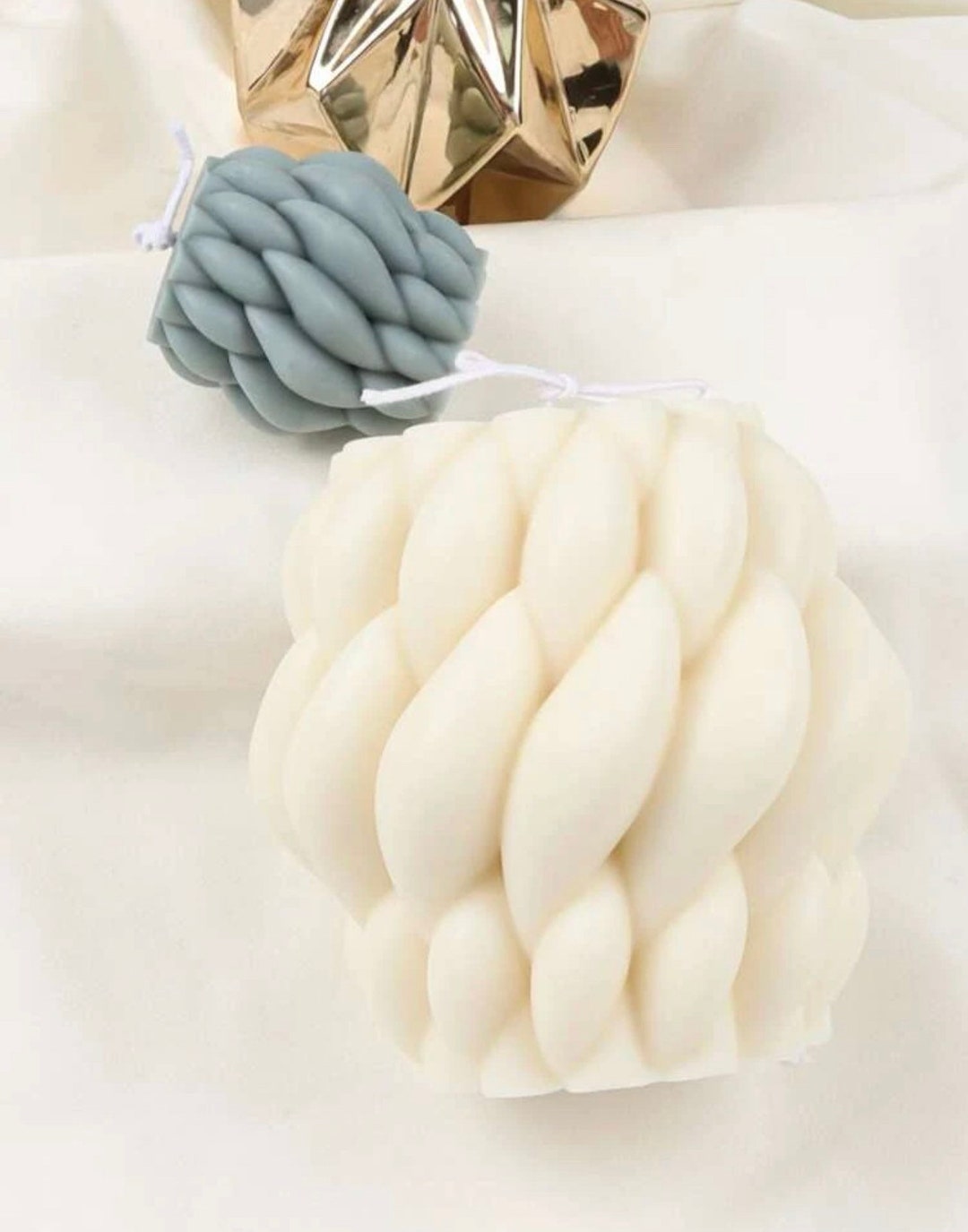 Interwoven Knit Pillar Candles Organic Soy Wax Stocking Stuffer Party ...