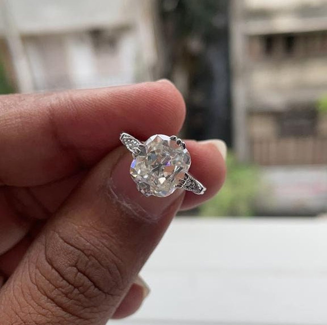 4.50 Ct Old Mine Elongated Cushion Cut - Moissanite Engagement Ring ...