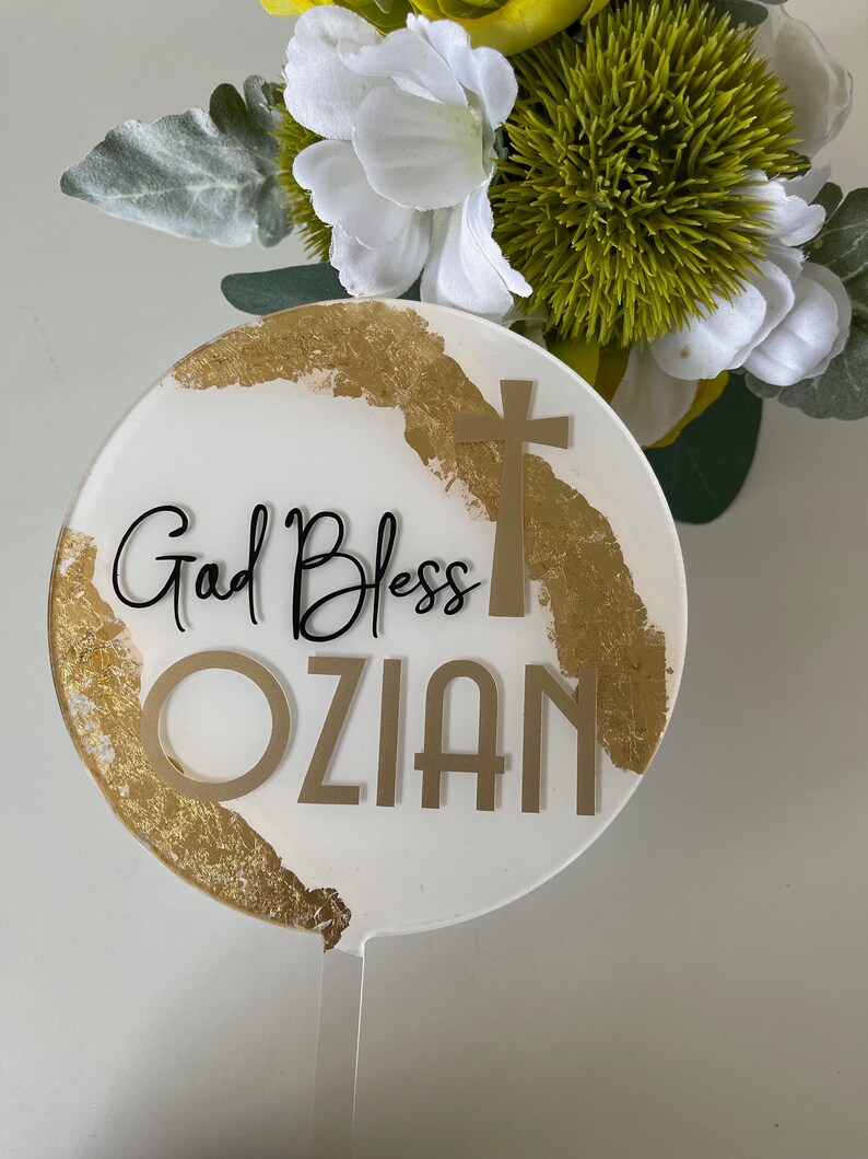 Custom 5in Acrylic Christening / Baptism / Cake Topper / Dedication - Etsy
