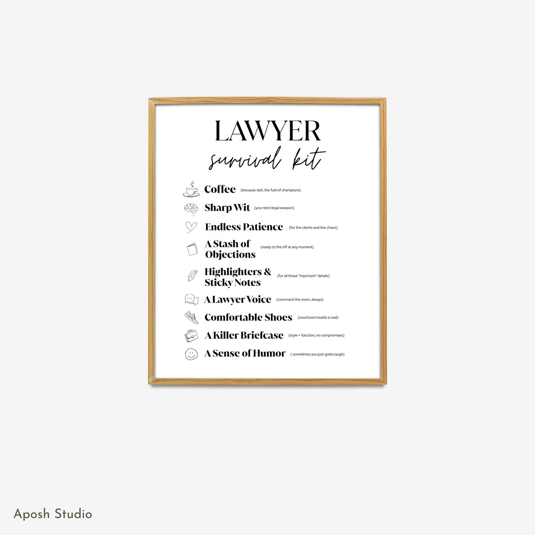 Lawyer Survival Kit, Law Office Wall Art, Law Firm Office Wall Decor ...