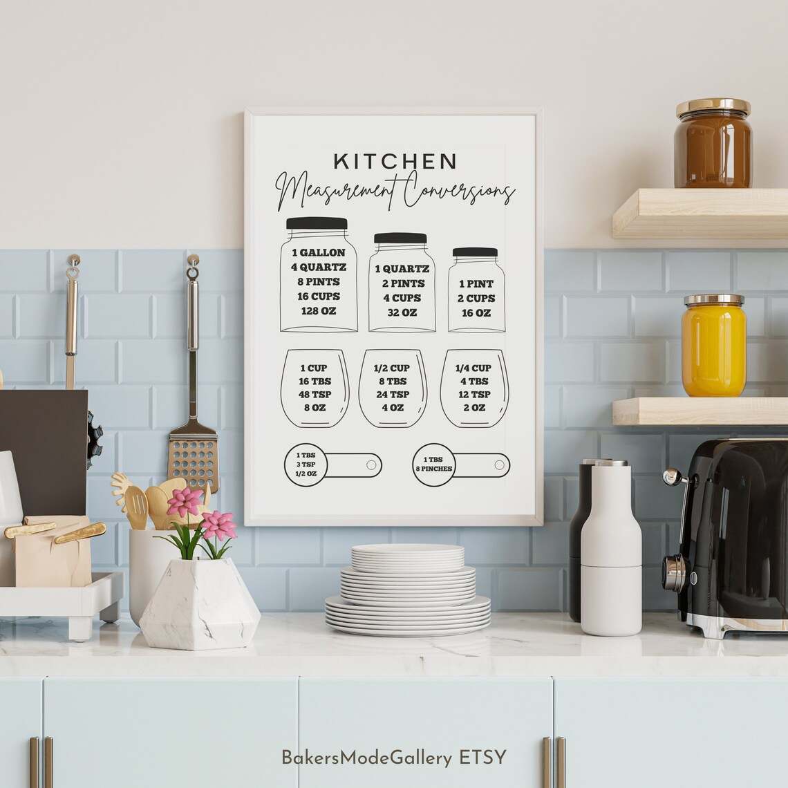 Farmhouse Printable Wall Art Kitchen Measurement Conversions Chart ...