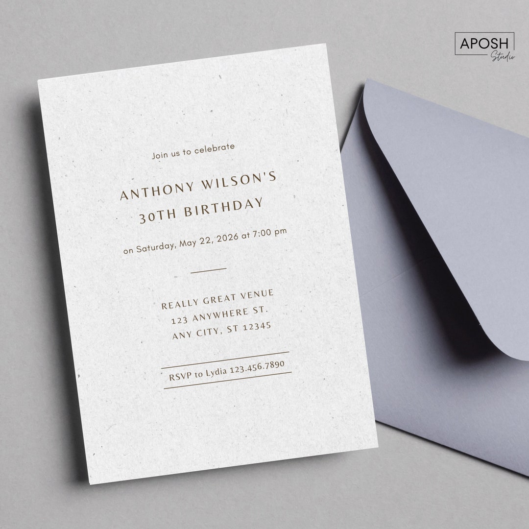 Formal Invitation, Elegant Birthday Invitation Template, Electronic ...