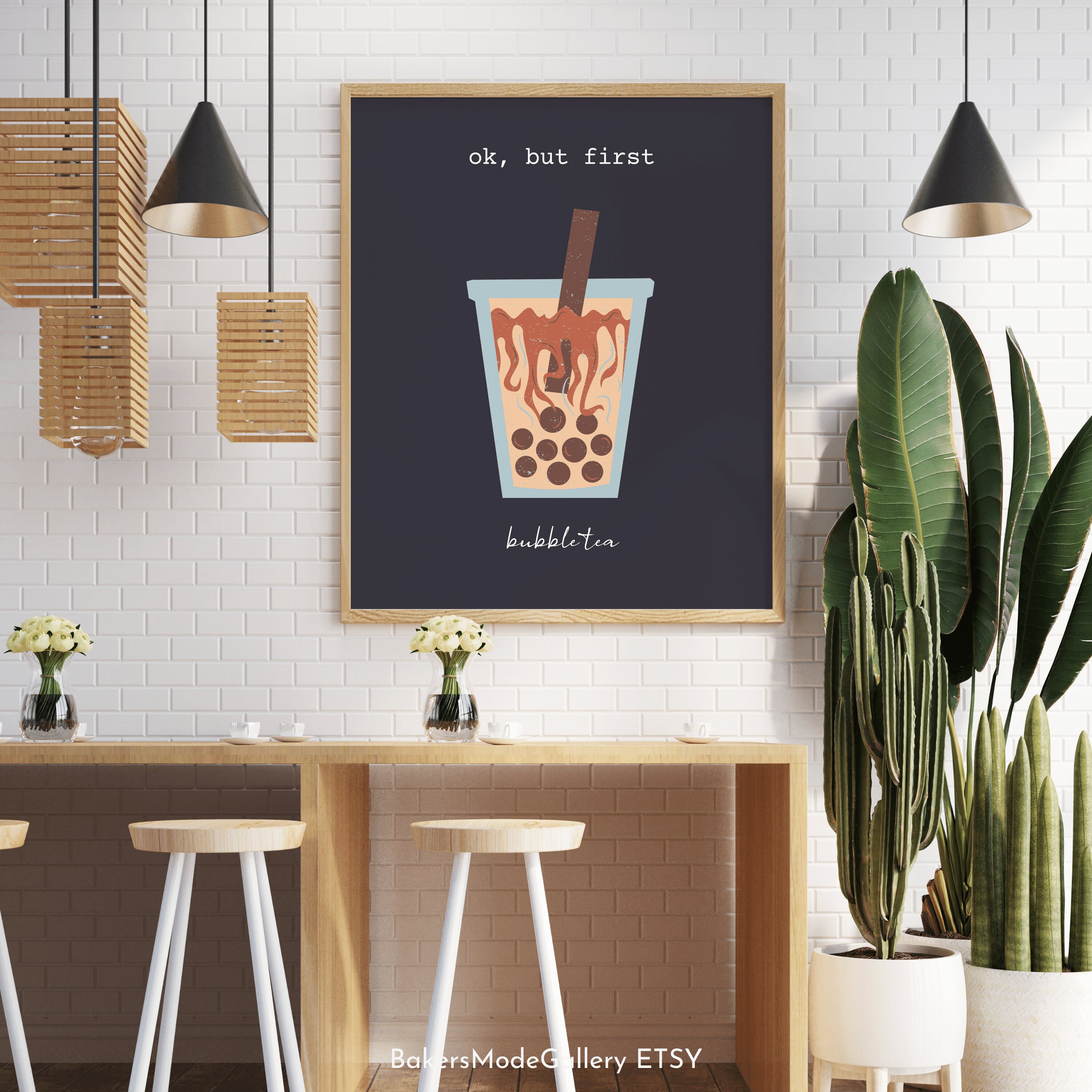 Bubble Tea Art, Boba Tea Poster, Bubble Tea Poster, Food Print Kitchen ...