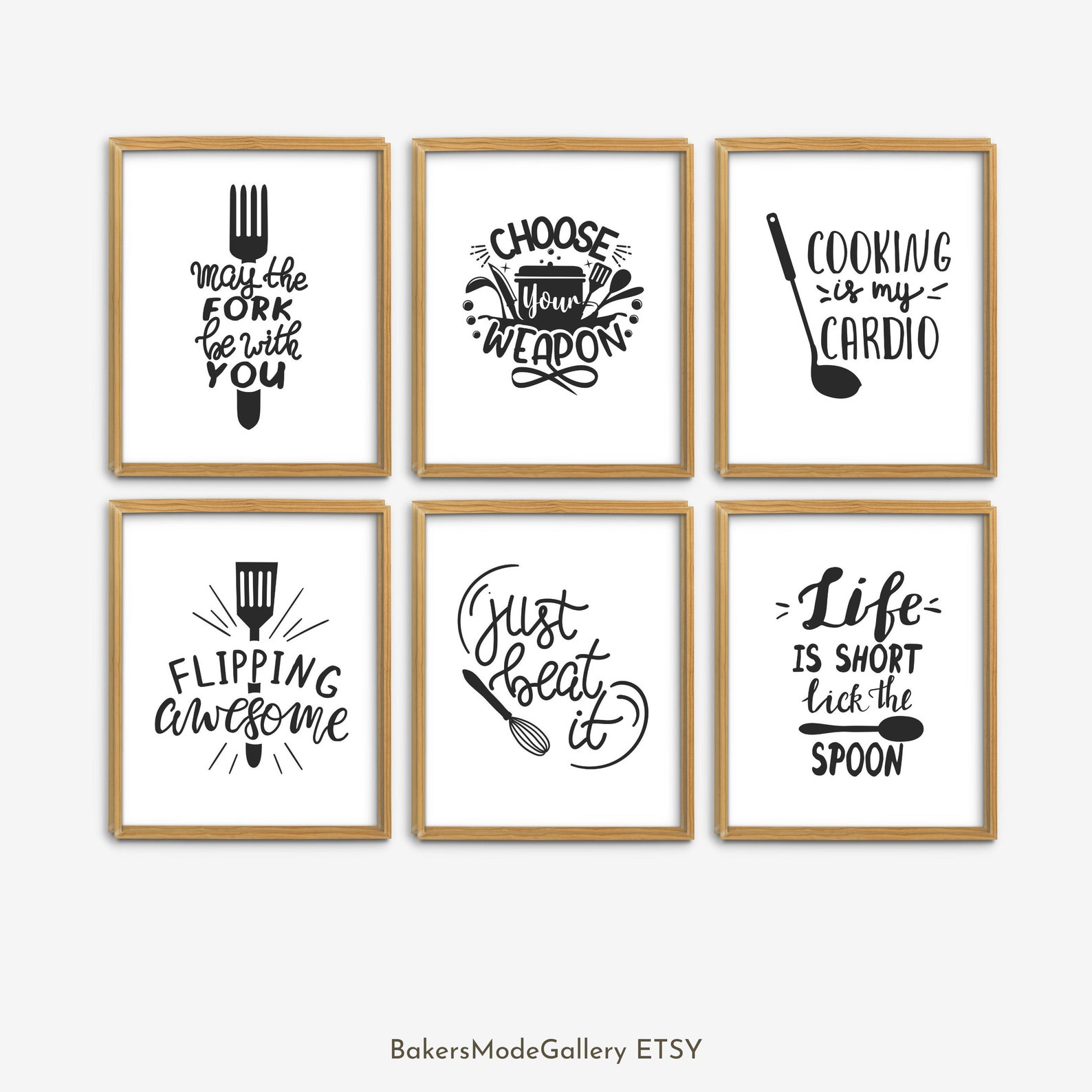 Kitchen Printable Set of 6, Funny Kitchen Wall Decor, Kitchen Wall Art ...