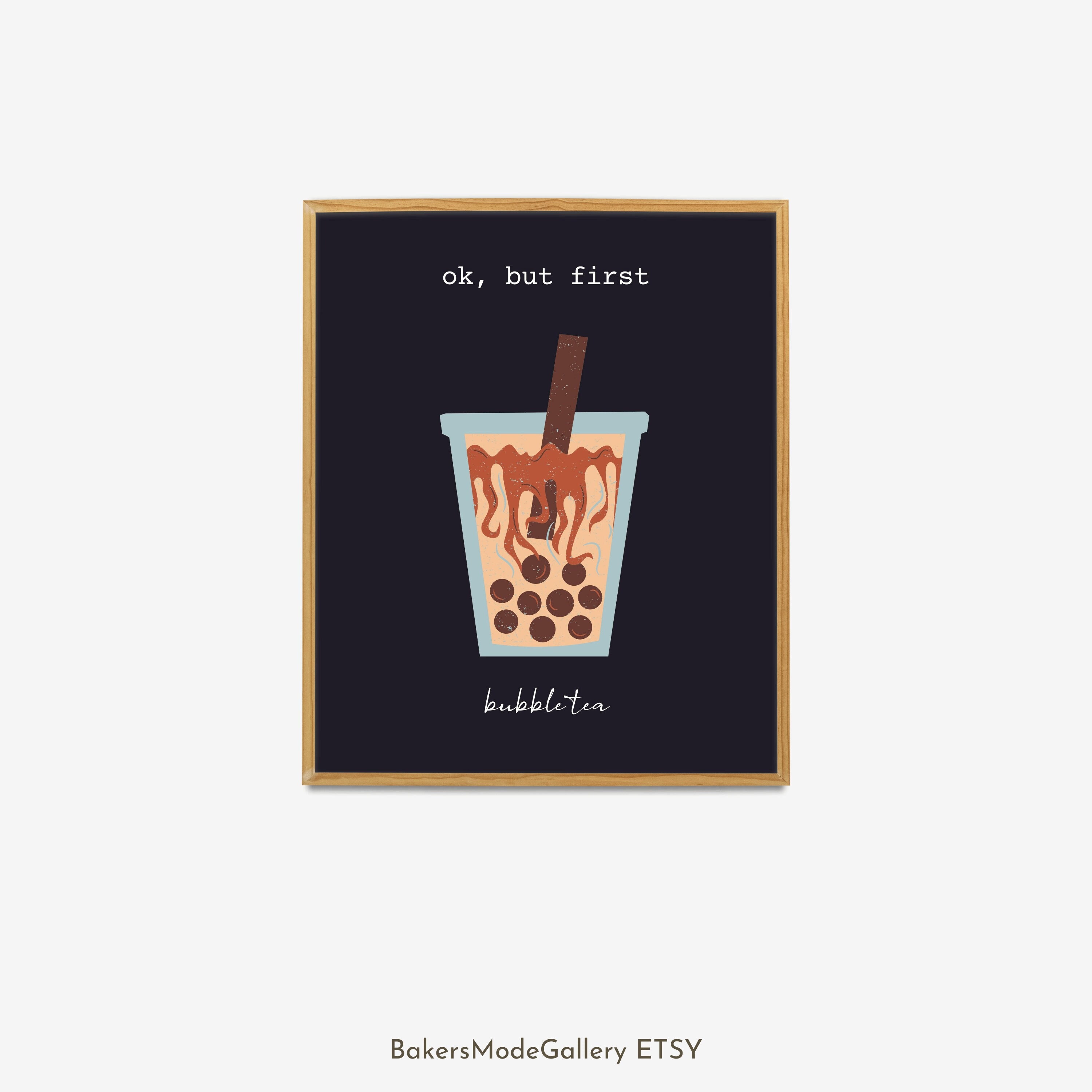 Bubble Tea Art, Boba Tea Poster, Bubble Tea Poster, Food Print Kitchen ...