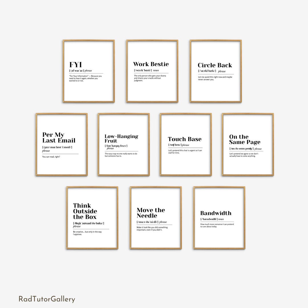 Funny Office Posters, Corporate Language Dictionary Posters, Office ...
