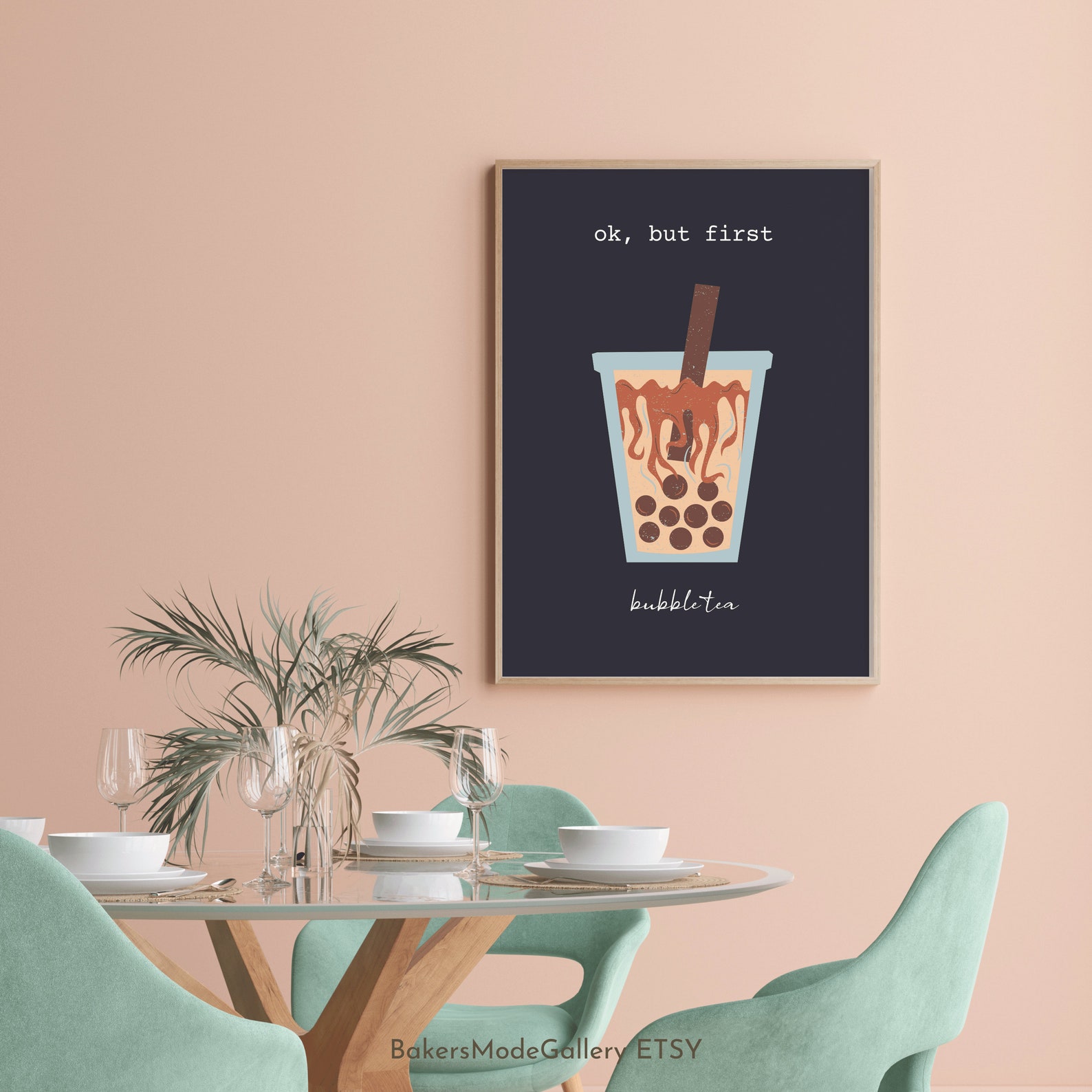 Bubble Tea Art, Boba Tea Poster, Bubble Tea Poster, Food Print Kitchen ...