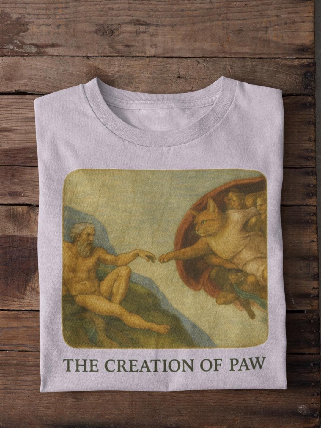The Creation of Paw T-shirt – Funny Michelangelo Pet Art Tee, Cat Dog ...