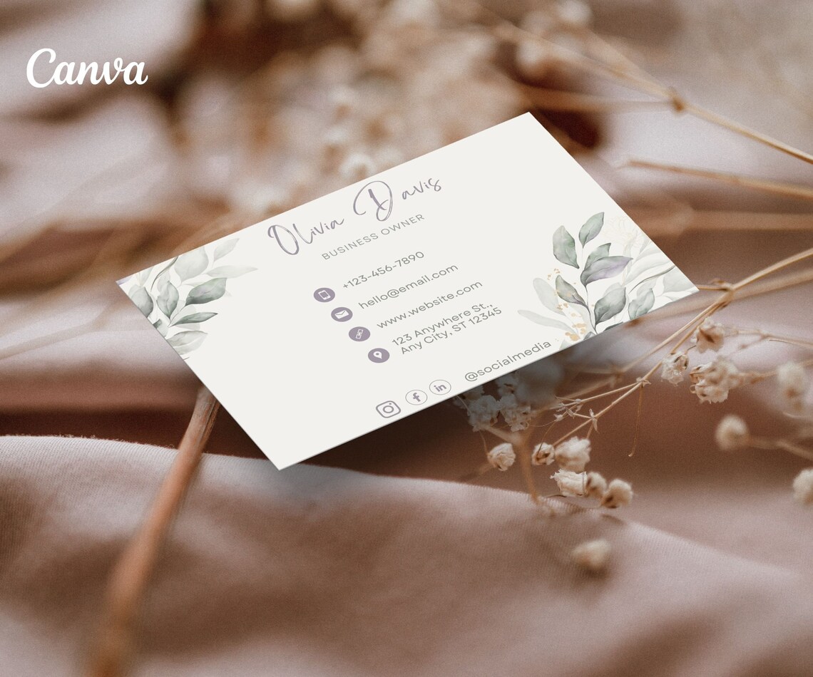Business Card Template, Instant Download, Printable Business Card ...