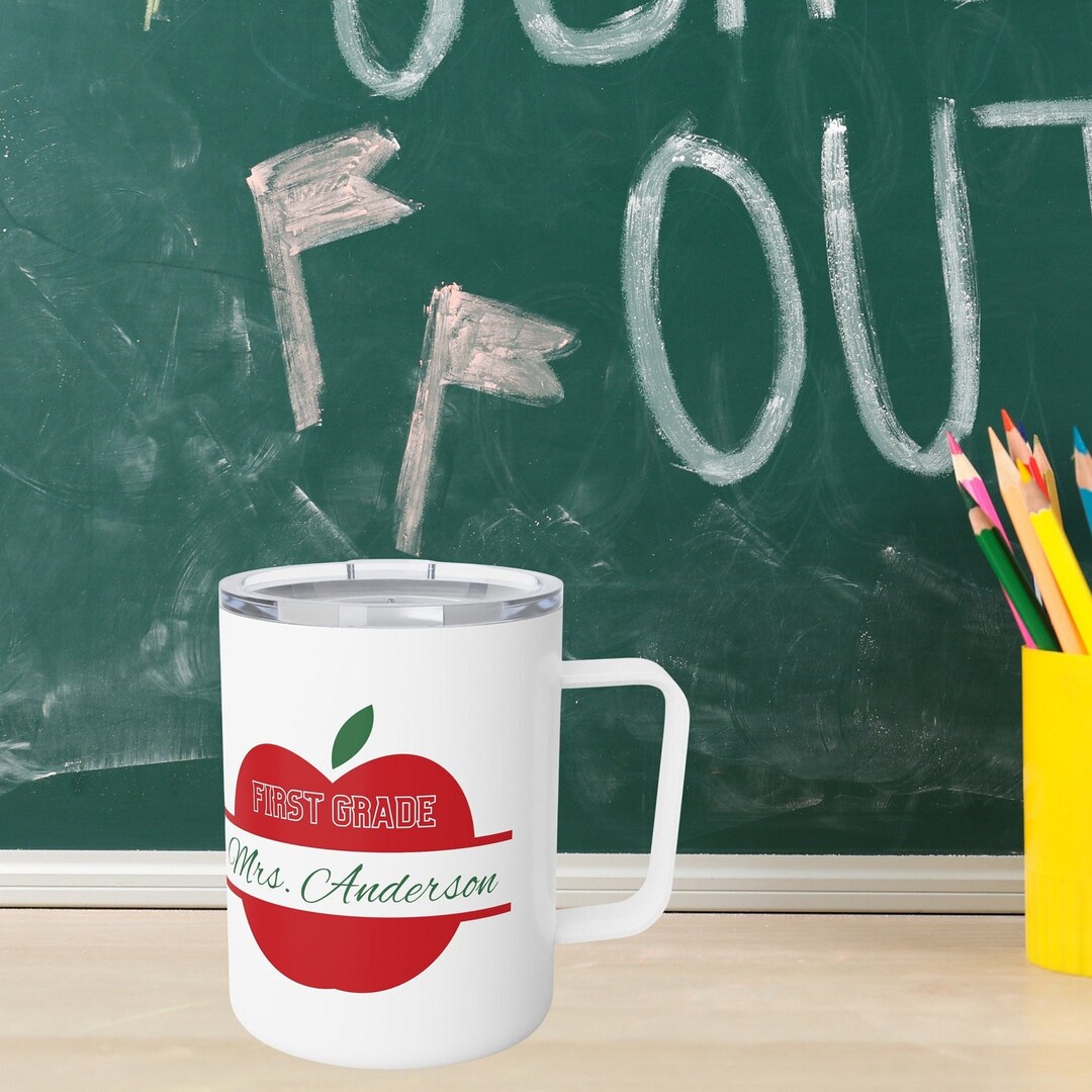Personalized Apple Teacher Insulated Mug Custom Grades School - Etsy