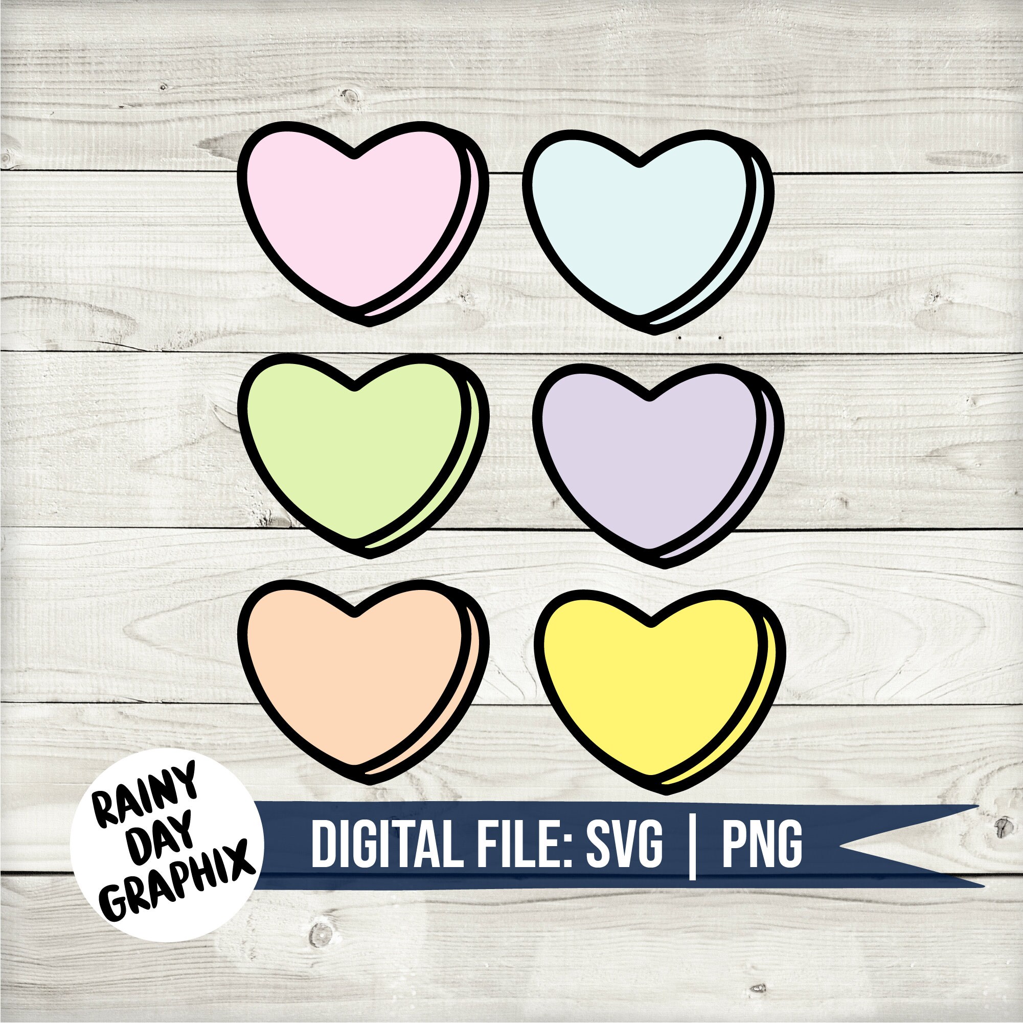 SVG, Candy Hearts, Digital Download, Cut File, Conversation Hearts ...