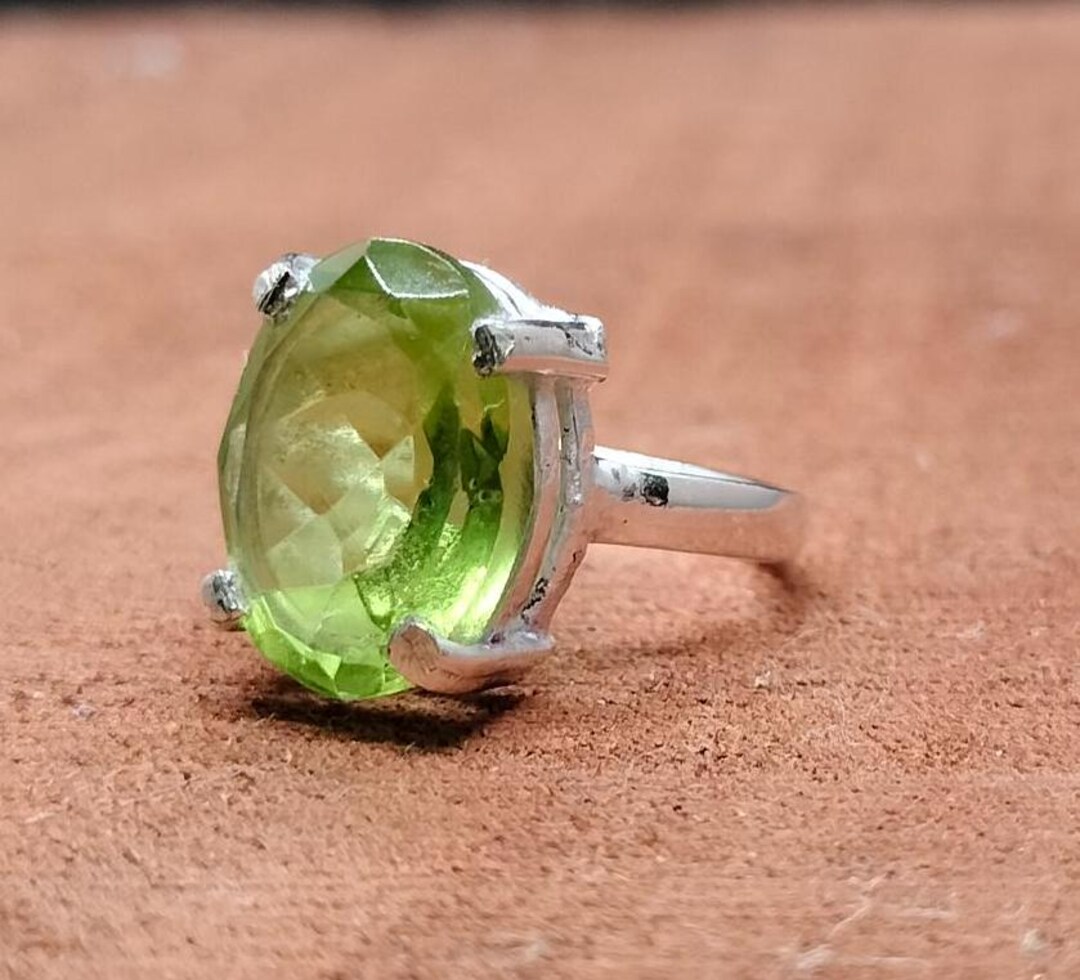 Genuine Peridot Ring in 925 Sterling Silver, Peridot Healing Silver ...