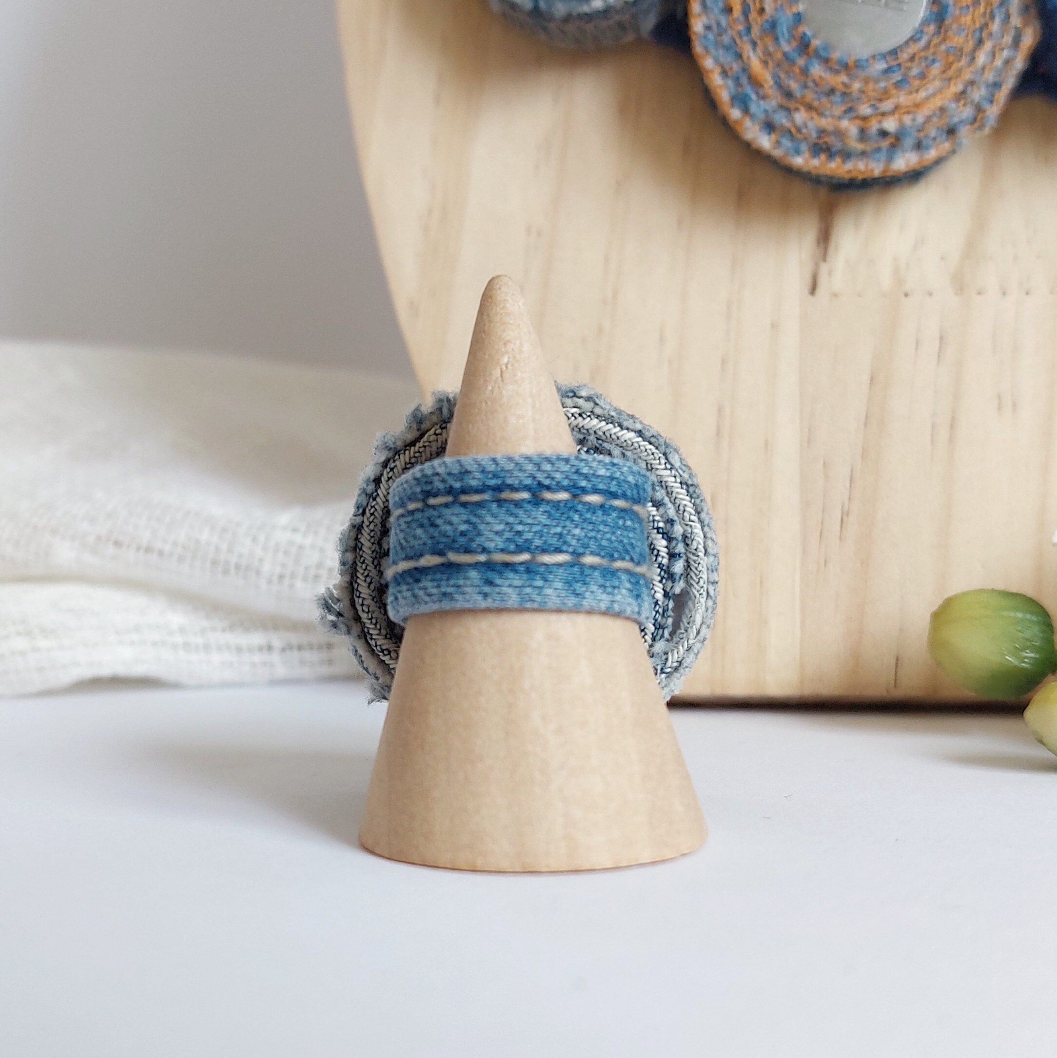 Ring, Denim Ring, Jeans Ring, Jewel, Textile Jewel, Fabric Ring, Fabric ...